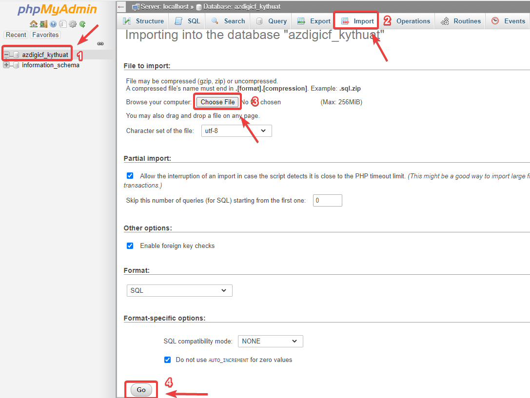 How to create and import Database on SEO Hosting - AZDIGI Blog