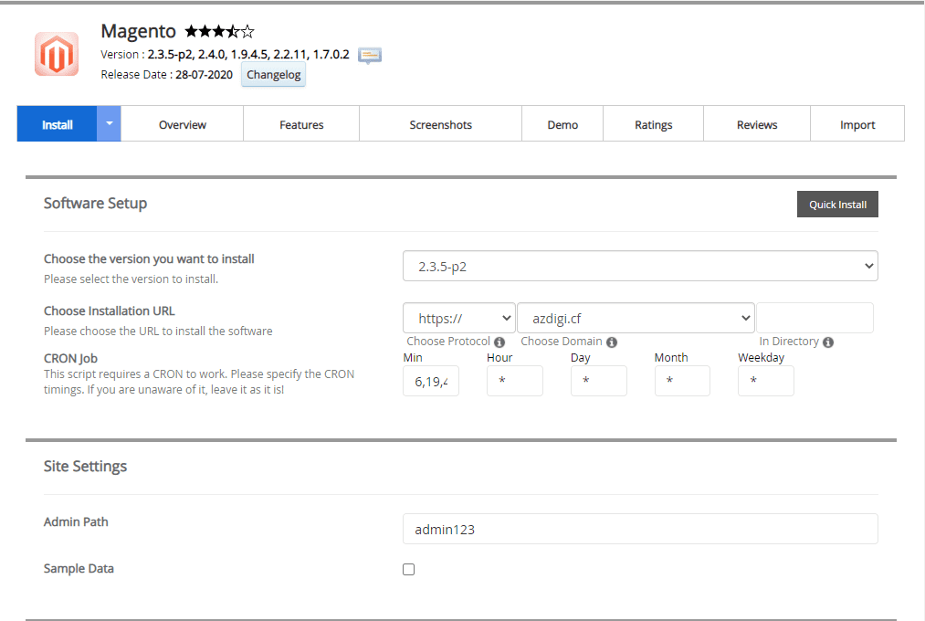 How to install the Magento website with Softaculous - AZDIGI Blog