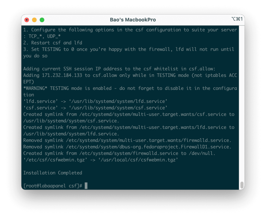 Cài đặt và cấu hình CSF (Config Server Firewall) CentOS 7