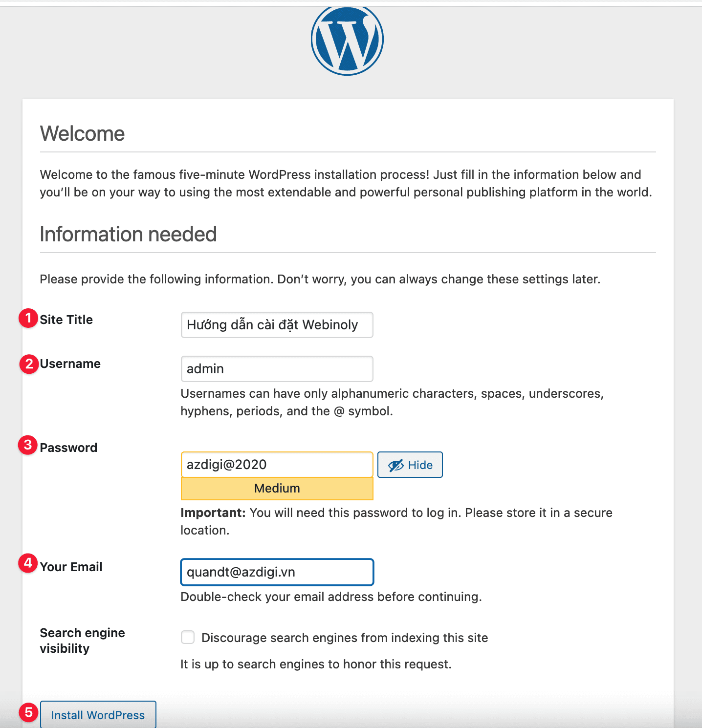 How to install WordPress on Webinoly - AZDIGI Blog