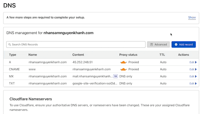 Hướng dẫn sử dụng DNS trên CloudFlare - AZDIGI Blog