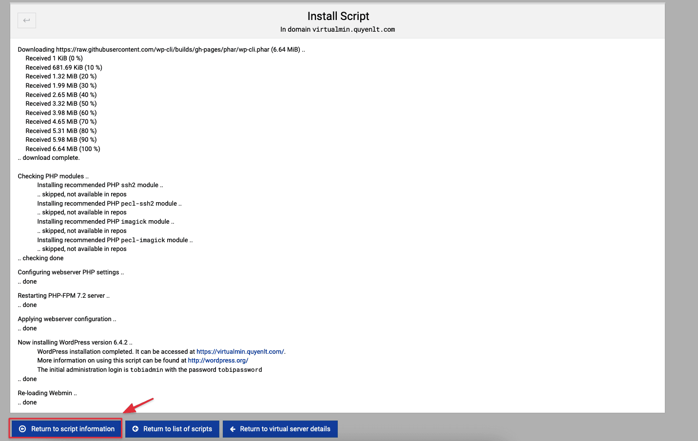 Cài WordPress tự động với Install Scripts trên Virtualmin - AZDIGI Blog