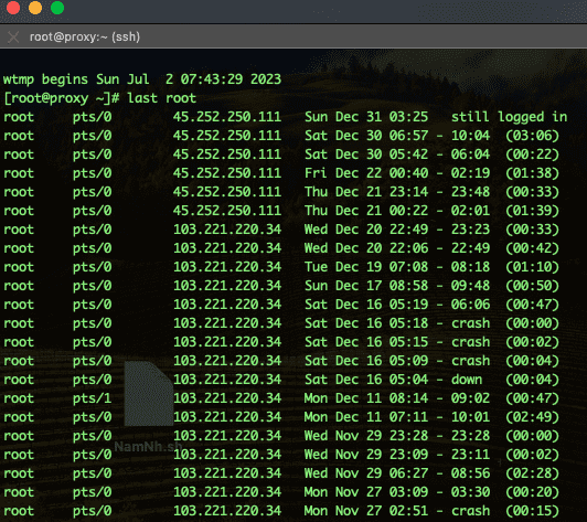 Kiểm tra lịch sử bằng lệnh lastb, last trong Linux - AZDIGI Blog
