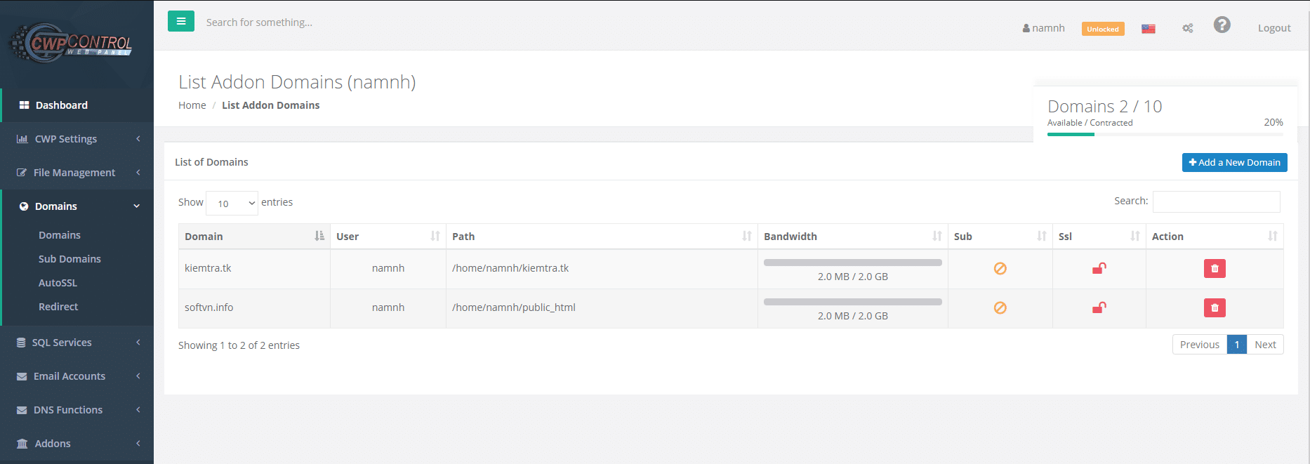 How to add an addon domain to CentOS Web Panel (CWP) - AZDIGI Blog