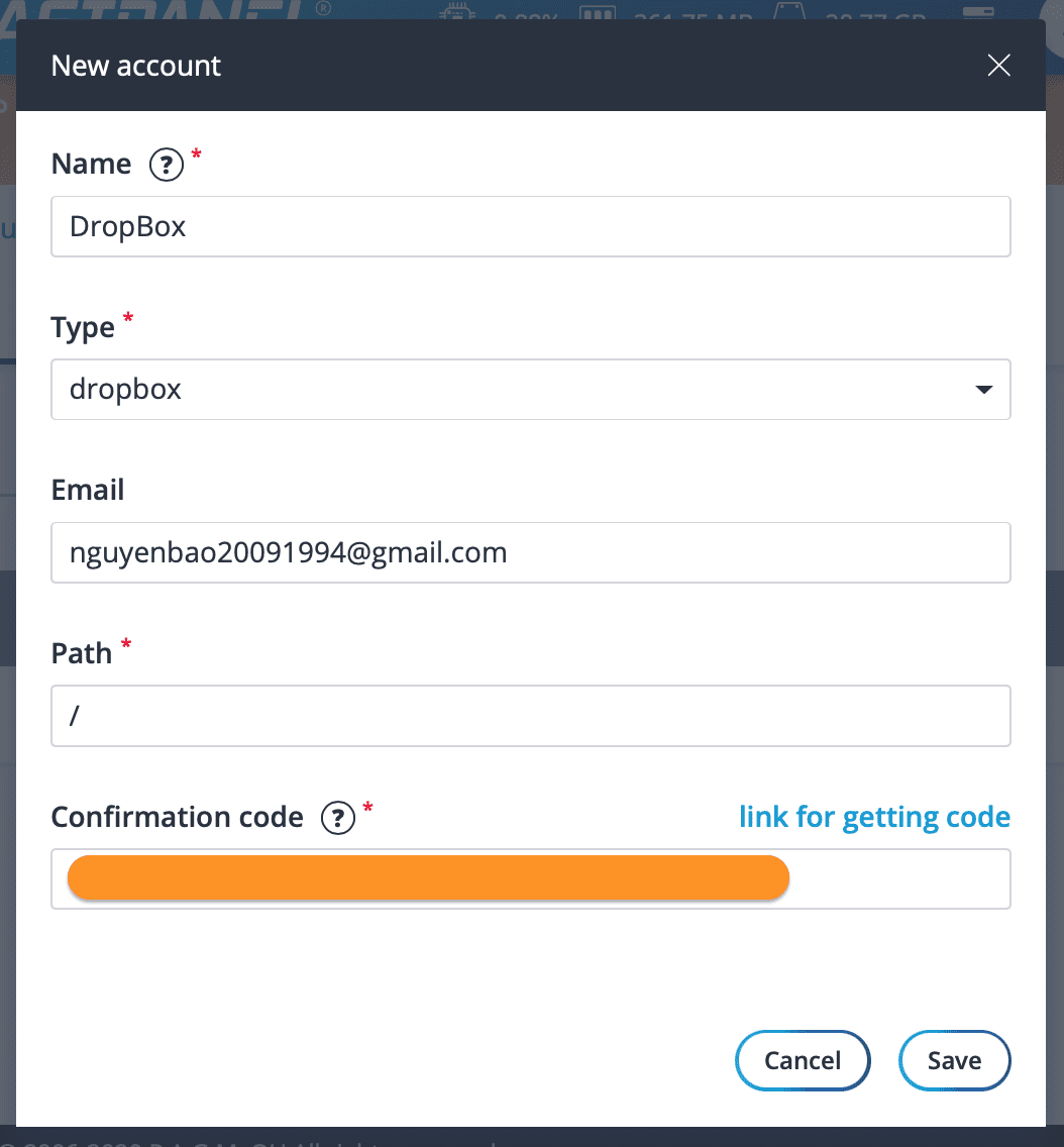How to backup data on FASTPANEL to DropBox with 3 steps