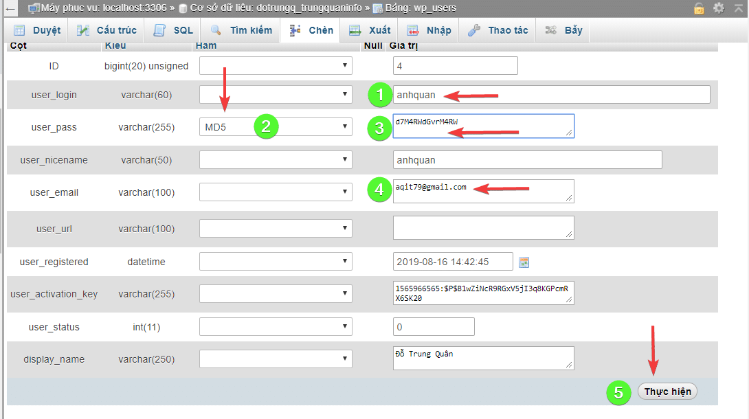 Reset Password Admin WordPress bằng phpMyAdmin - AZDIGI Blog