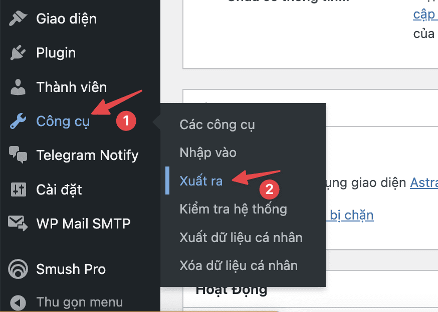 Using the Export/Import tool in WordPress to transfer data - AZDIGI Blog